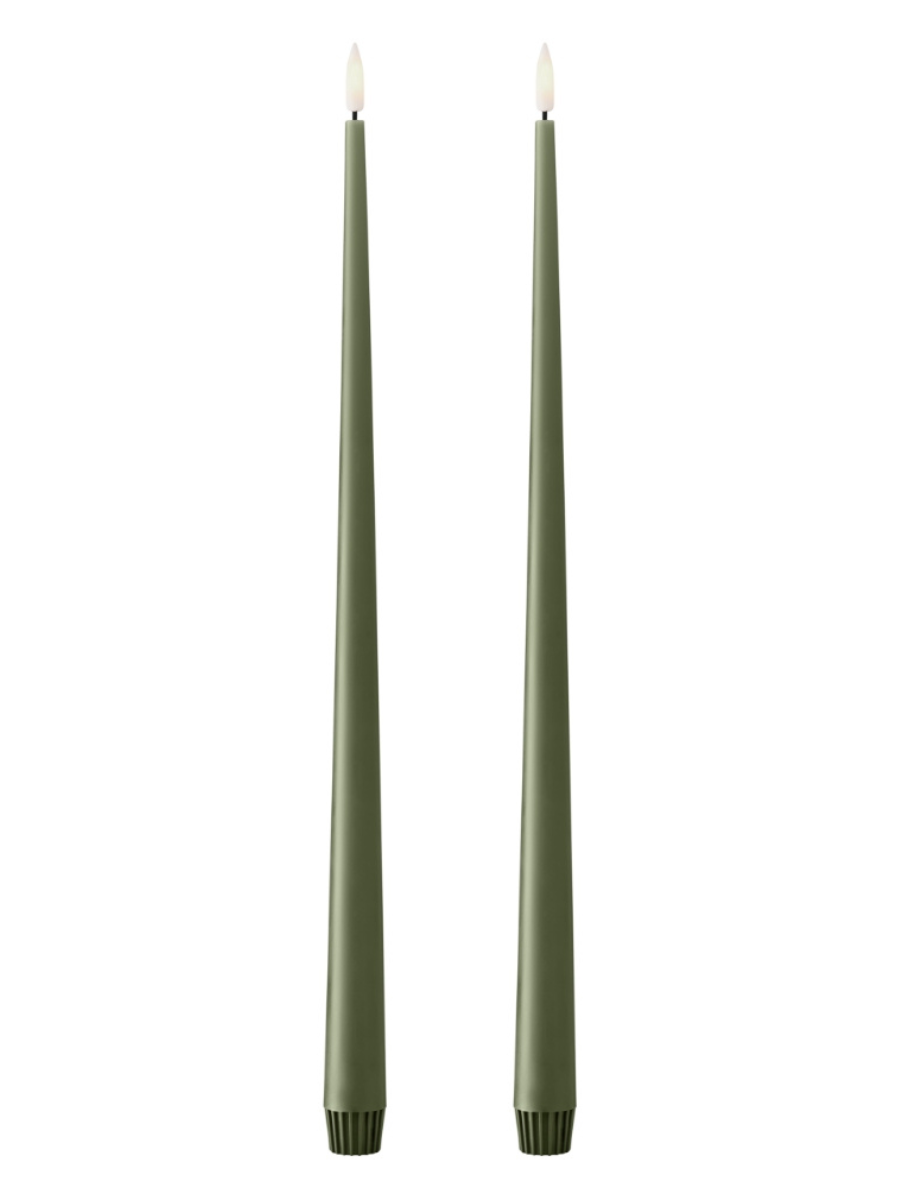 Ester & Erik Green Soil LED Tapered Candle (Col.70) 40cm - Set of 2 ...